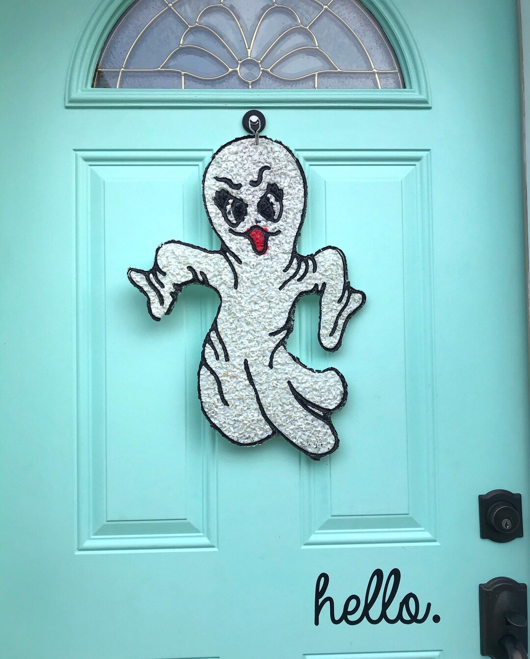 Ghost, Vintage Melted Plastic Popcorn, Vintage Door Decoration, Melted ...