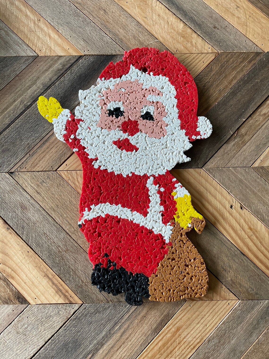 Santa Door Decoration, Melted Plastic Popcorn Wall, Vintage Door ...