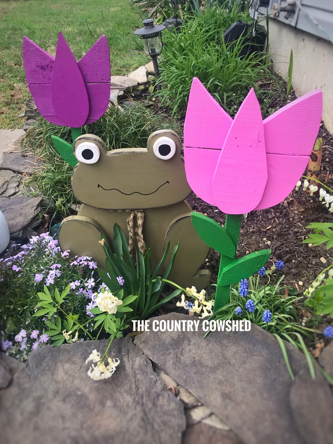 Frog Yard Stake, Reclaimed Wood Stakes, Spring/summer Outdoor ...