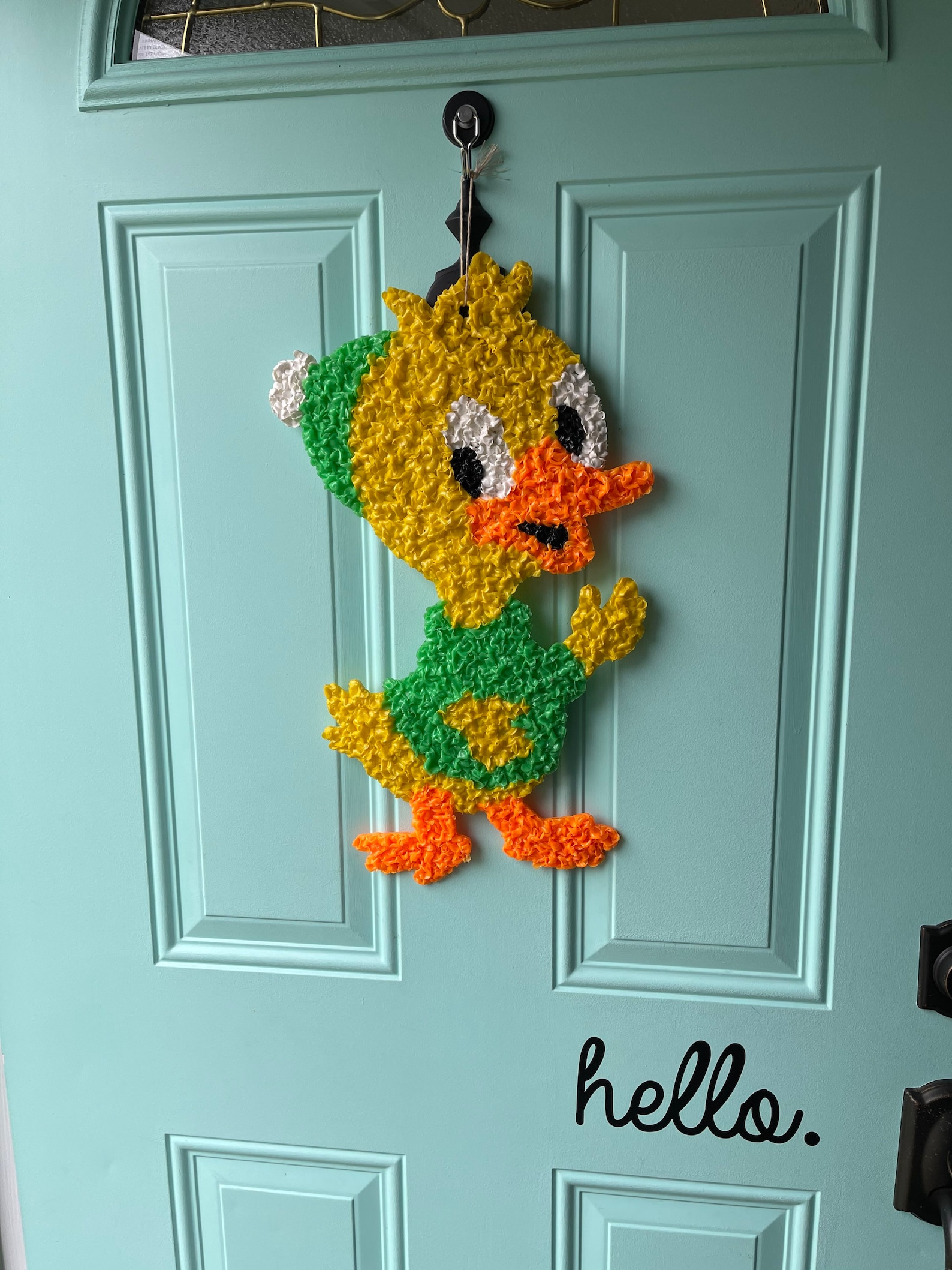 Popcorn Duck With Green Shirt, Vintage Door Decorations, Popcorn Duck ...