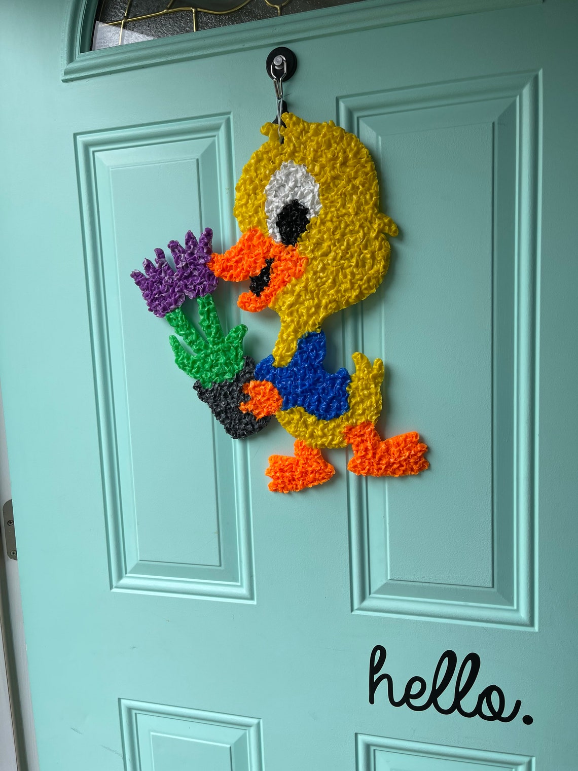 Duck Popcorn With Flowers, Popcorn Duck, Vintage Door Decorations ...