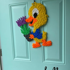 Duck Popcorn With Flowers, Popcorn Duck, Vintage Door Decorations ...