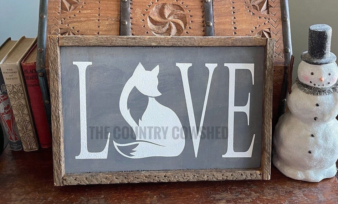 Love Fox Sign | Wooden Fox Sign | Foxy Sign| Farmhouse Sign ...