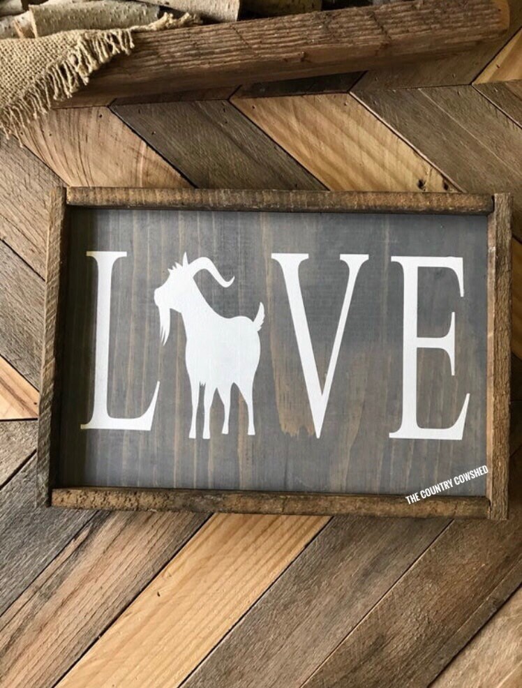 Love Goat Wooden Sign, Farmhouse Animal Art, Handcrafted Gift - Etsy