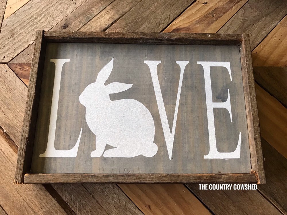 Love Bunny Sign Wooden Bunny Sign Rabbit Sign Farmhouse - Etsy