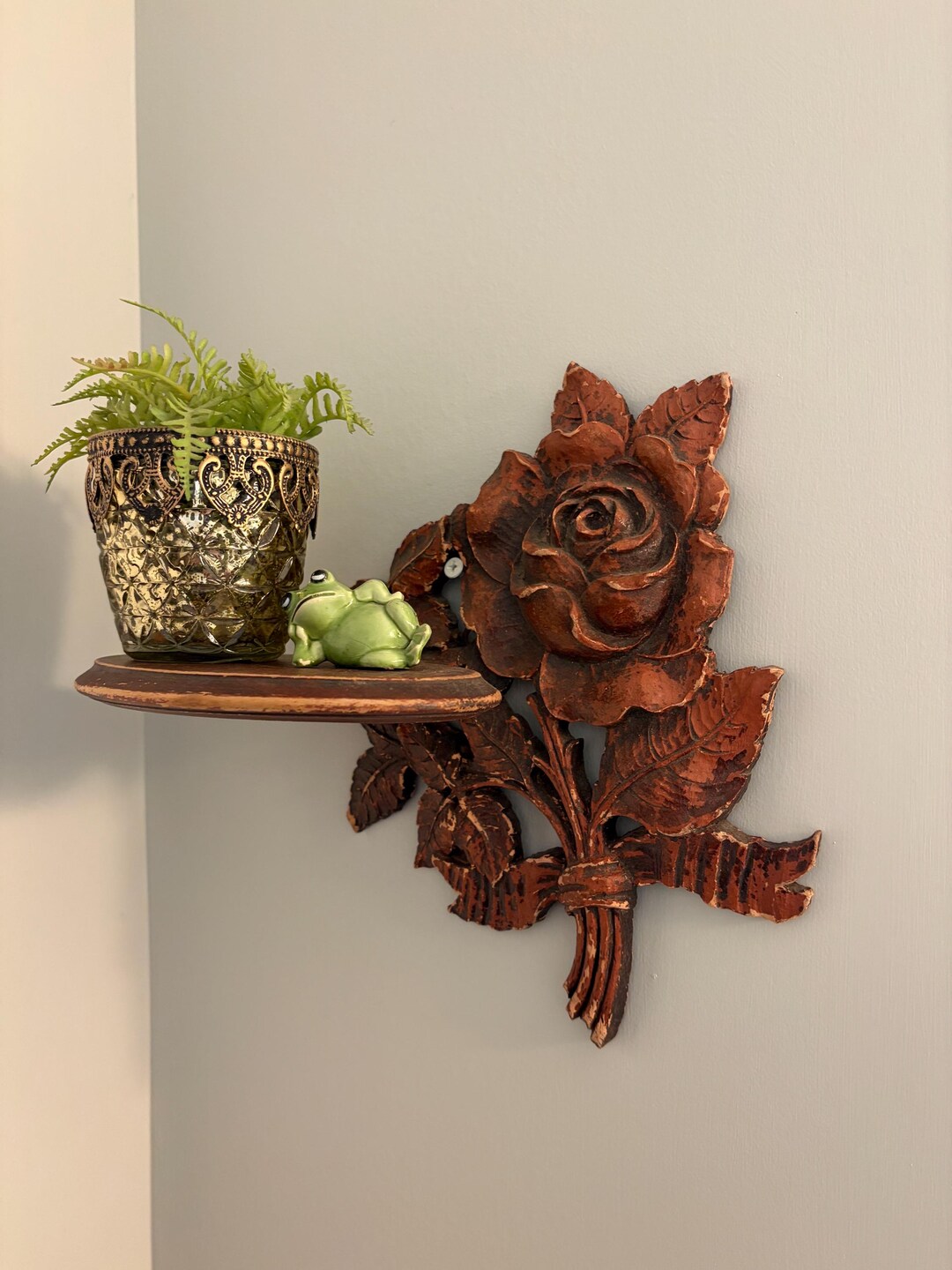 Vintage Syroco Wood Shelf, Small Wood Shelf, Unique Carved Shelf, Small ...