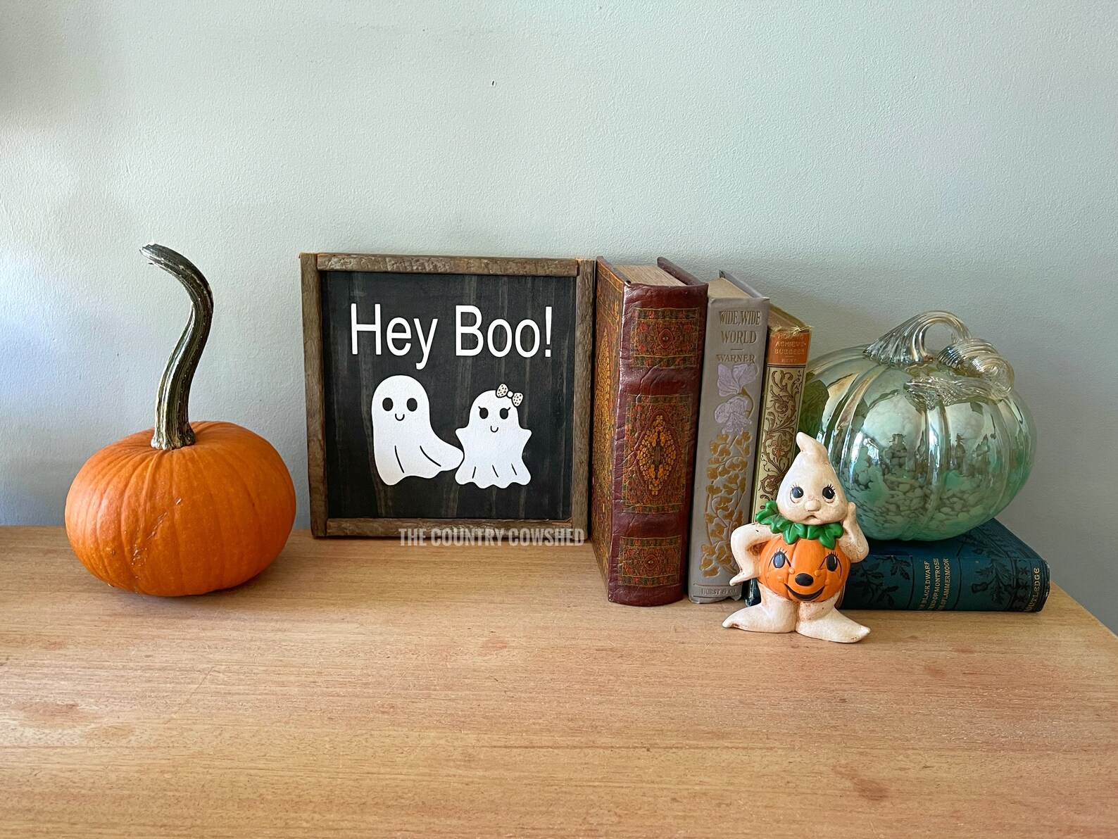 Hey Boo Sign, Halloween Sign, Love Ghost Sign, Hey Boo, Wooden Sign ...