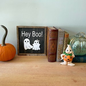 Hey Boo Sign, Halloween Sign, Love Ghost Sign, Hey Boo, Wooden Sign ...