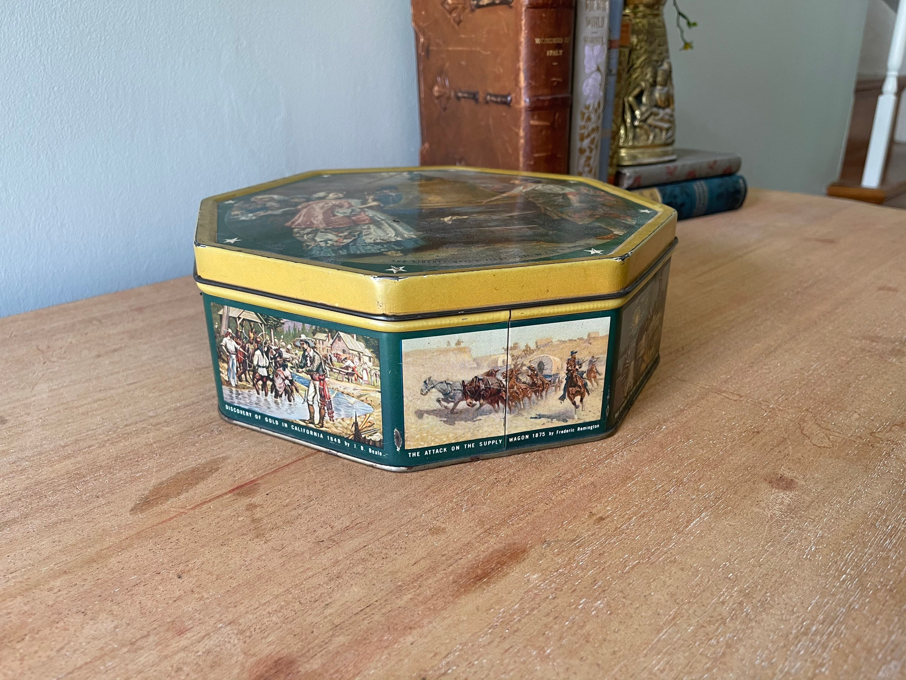 Vintage Metal Tin, American History Tin, Octagon Tin, Vintage Tin ...