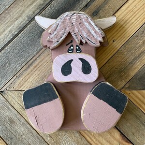 Highland Cow Yard Art, Cow Yard Decor, Wooden Cow, Cow Outdoor ...