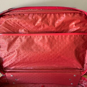 Vintage Red Floral Luggage, Brown Travel Case, Retro Floral Suitcase ...