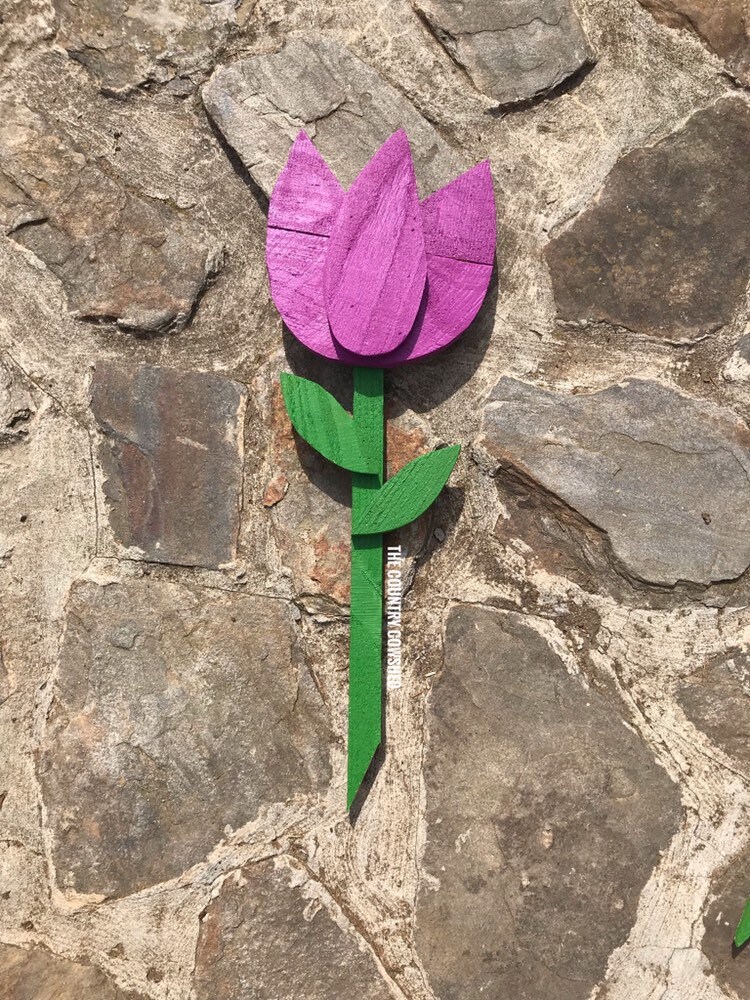 Tulip yard stakes spring yard stakes wood stakes spring | Etsy