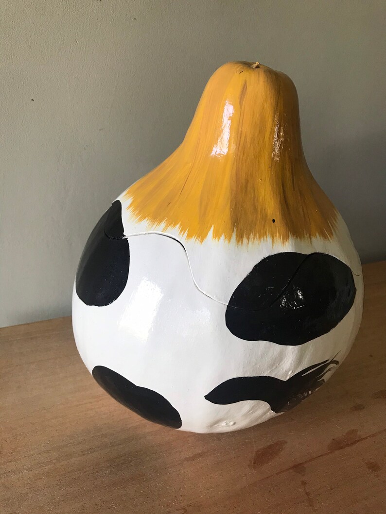 Hand-painted Cow Gourd, Vintage Cow Gourd, Unique Cow Painting, Cow ...
