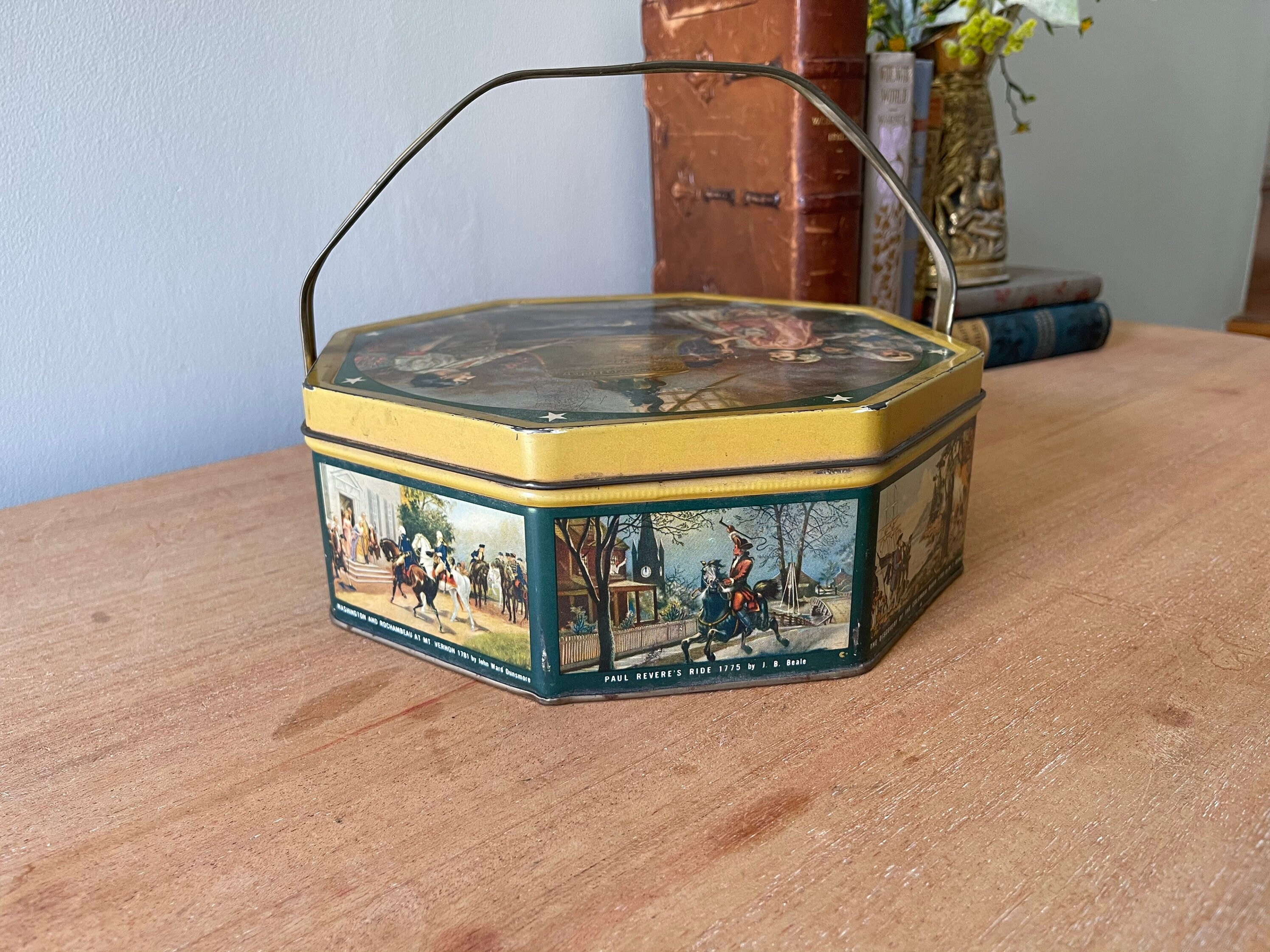 Vintage Metal Tin American History Tin Octagon Tin Vintage - Etsy