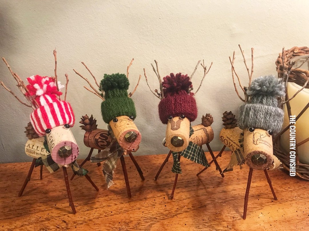 Wine Cork Reindeer, Reindeer Wine Cork, Christmas Decor, Wine Lover ...