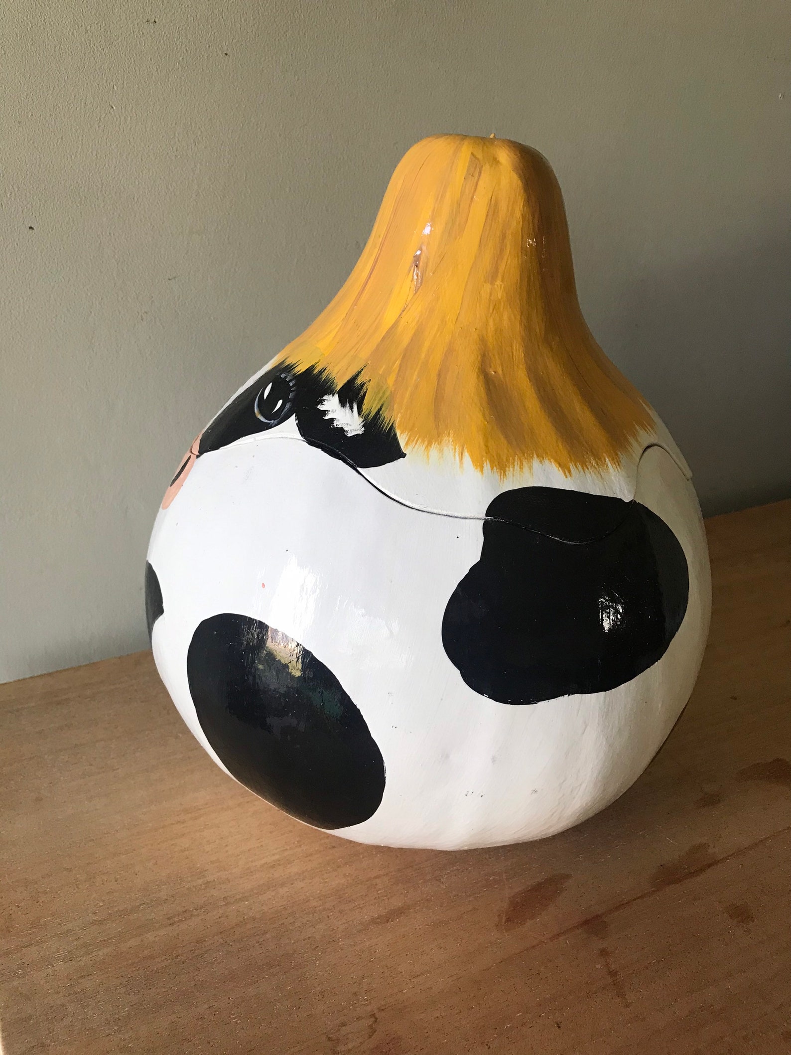 Hand-painted Cow Gourd, Vintage Cow Gourd, Unique Cow Painting, Cow ...