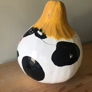 Hand-painted Cow Gourd, Vintage Cow Gourd, Unique Cow Painting, Cow ...