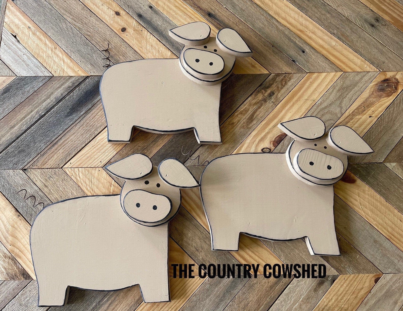 Set of 3 Pig Yard Stakes Spring Yard Stakes Wood Stakes Pig - Etsy