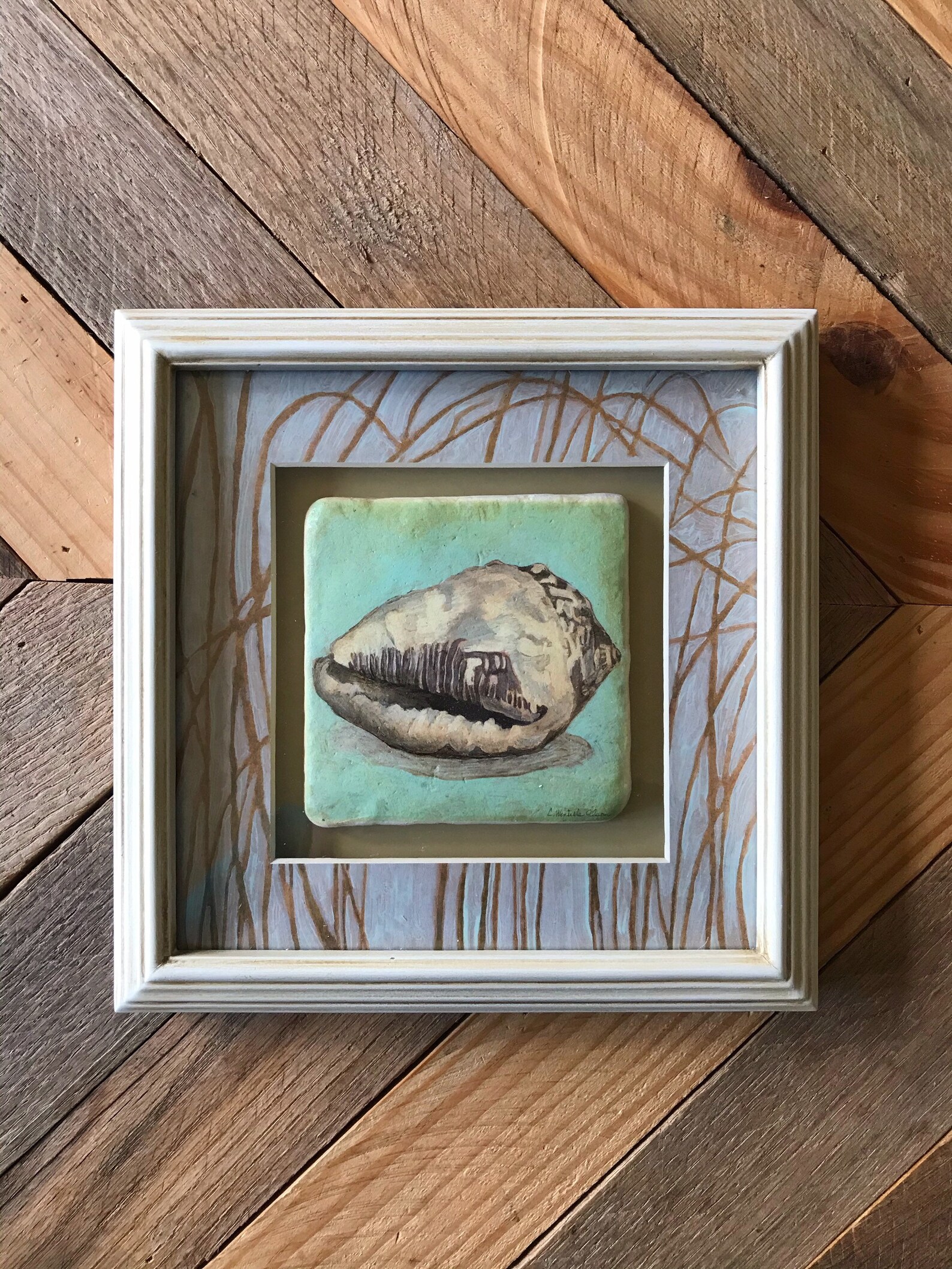 Vintage Seashell Art Vintage Art Seashell Tile Art Beach - Etsy