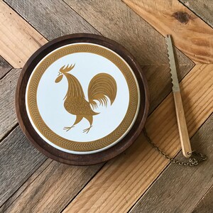 Vintage Rooster Cheese Plate With Glass Dome Lid, Vintage Cheese Plate ...