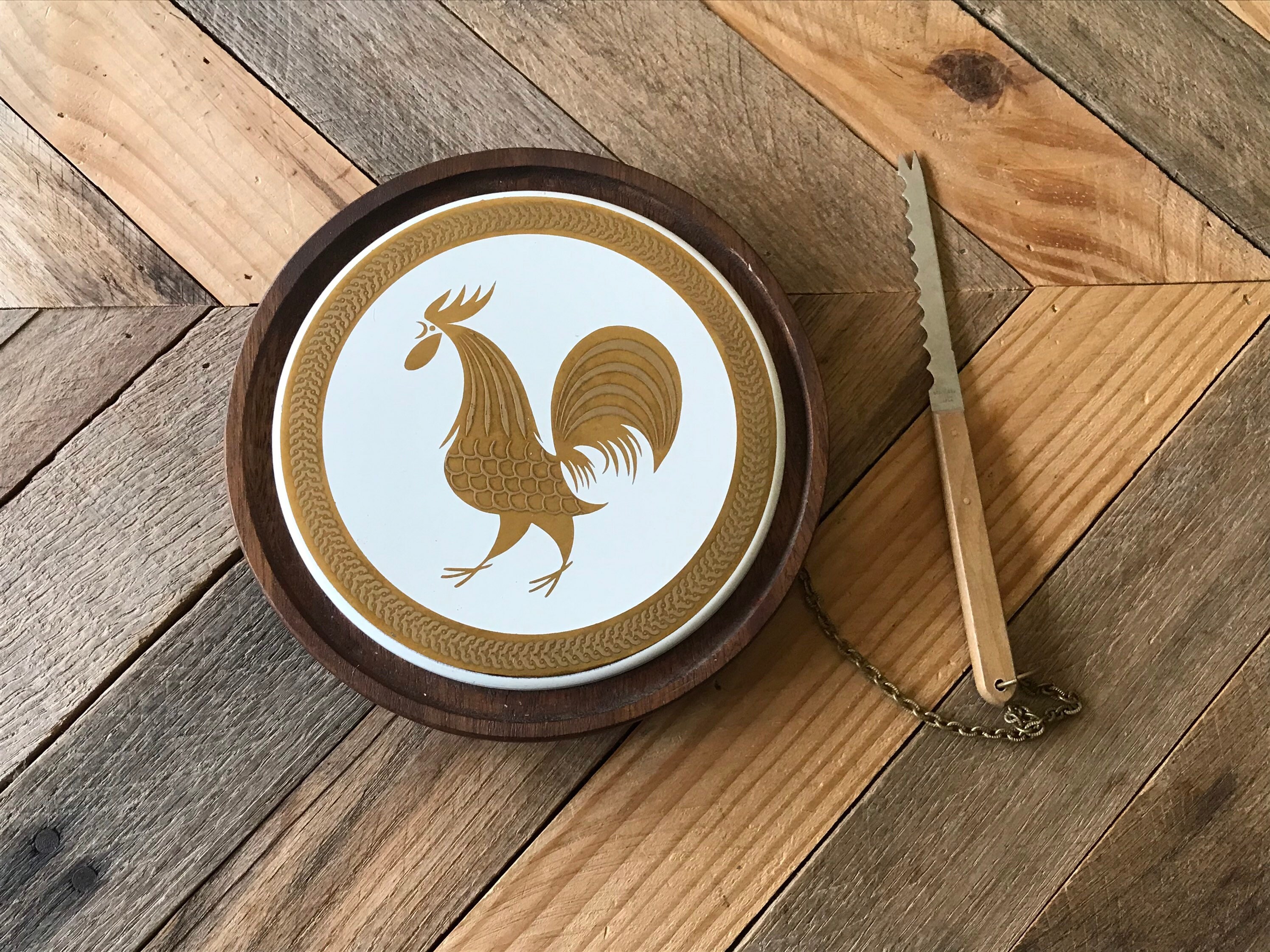 Vintage Rooster Cheese Plate With Glass Dome Lid Vintage | Etsy