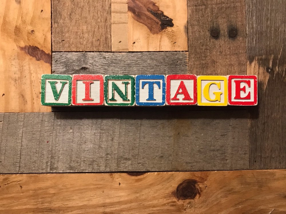 Vintage Blocks Wood Blocks Children Vintage Blocks Nursery | Etsy