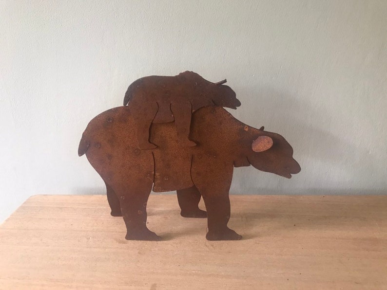 Rusty Bear, Bear Decor, Medium Rusty Metal Bear, Bear Lover Gift ...