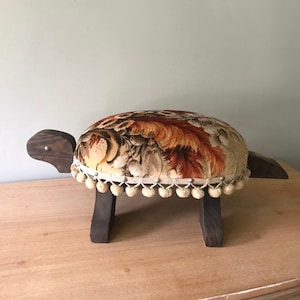 Vintage Turtle Footstool Vintage Turtle Ottoman Vintage Turtle Decor Turtle Step Stool Vintage Fabric Turtle Stool Etsy
