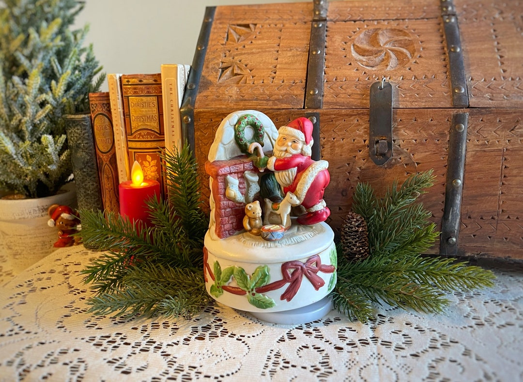 Vintage Santa Music Box, Vintage Santa, Ceramic Musical Santa, Musical ...