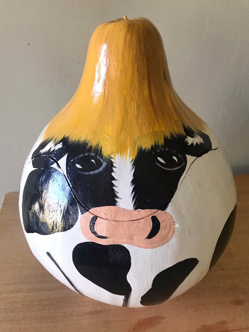 Hand-painted Cow Gourd Vintage Cow Gourd Unique Cow | Etsy