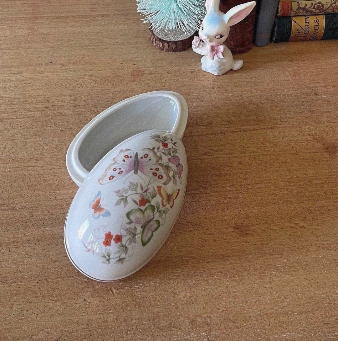 Vintage Avon Egg Shaped Trinket, Avon, Fine Porcelain Butterfly ...
