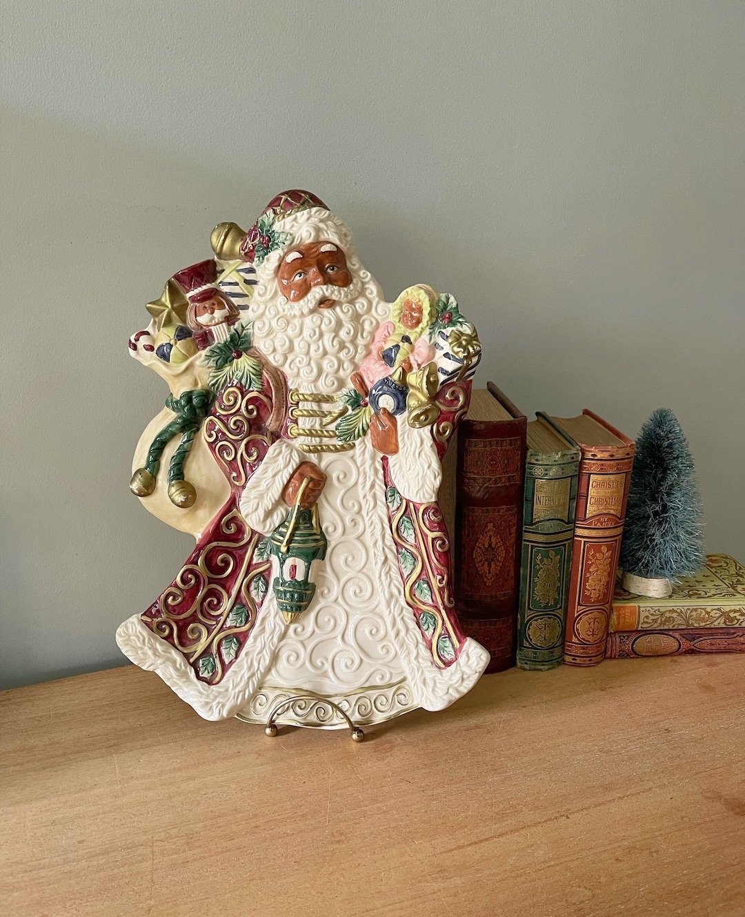 Vintage Santa Plate, Santa Cookie Plate, Santa's Cookies Plate, Vintage ...