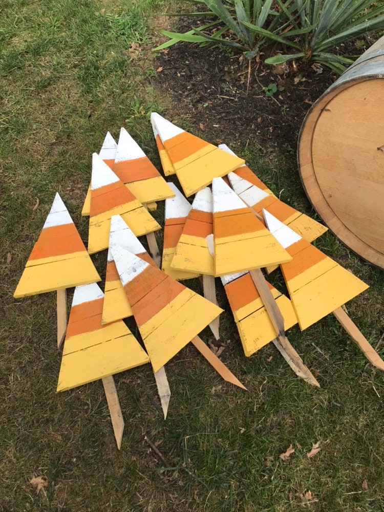 Candy Corn Yard Stakes Set of 3 Large Candy Corn Garden - Etsy