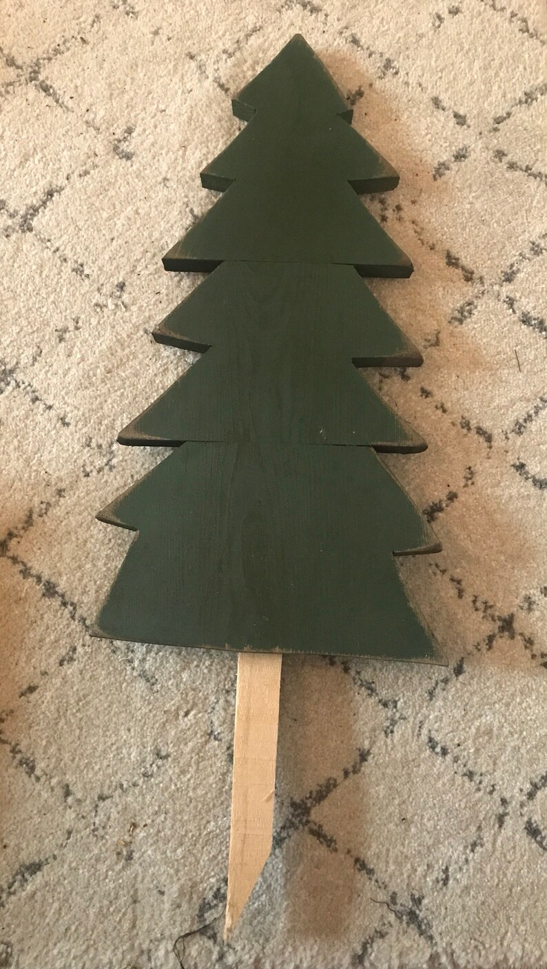 Set of 6 Reclaimed Wooden Christmas Tree Yard Stakes | Etsy