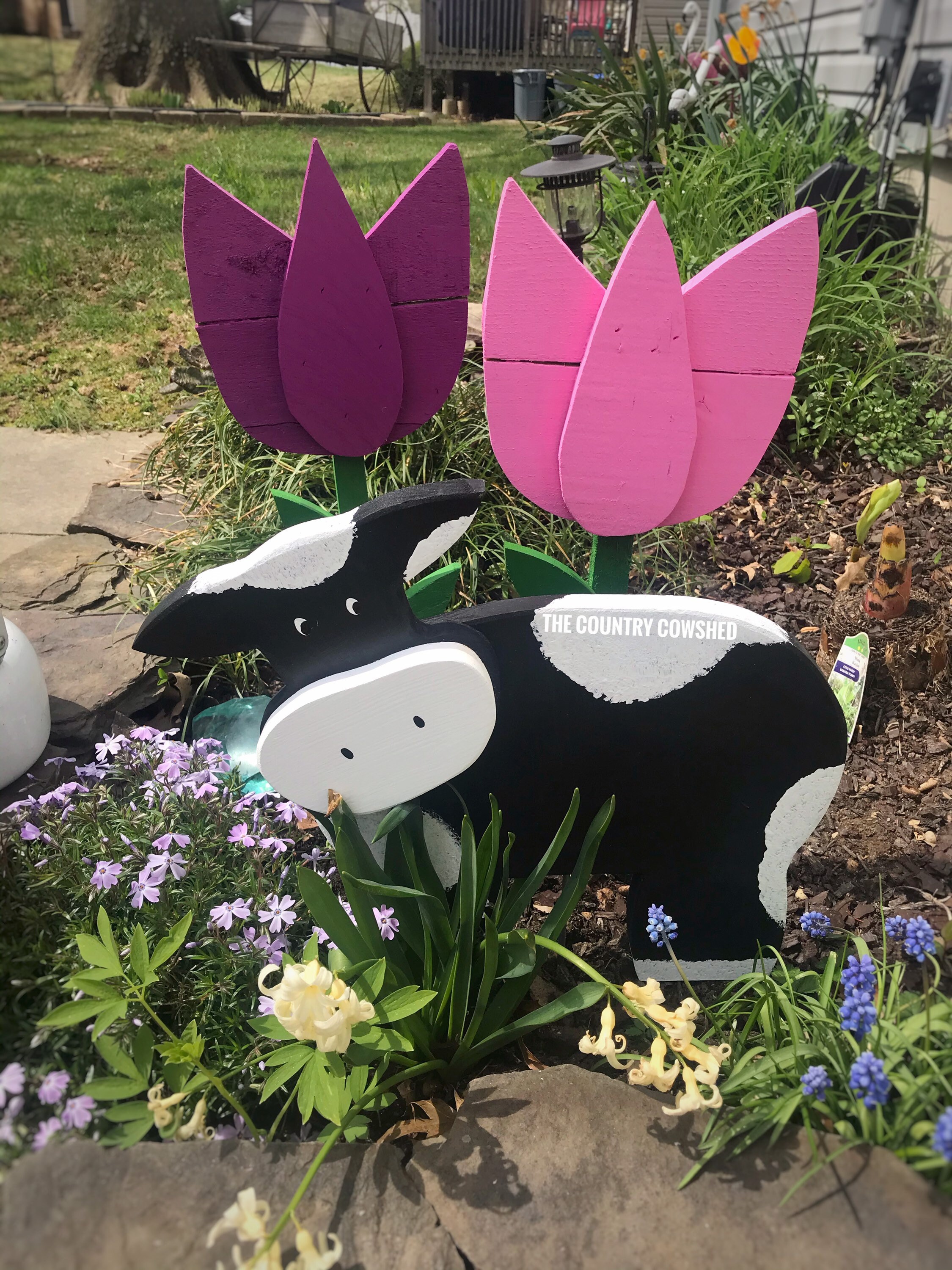 Set of 3 Cow Yard Stakes Spring Yard Stakes Wood Stakes Cow - Etsy