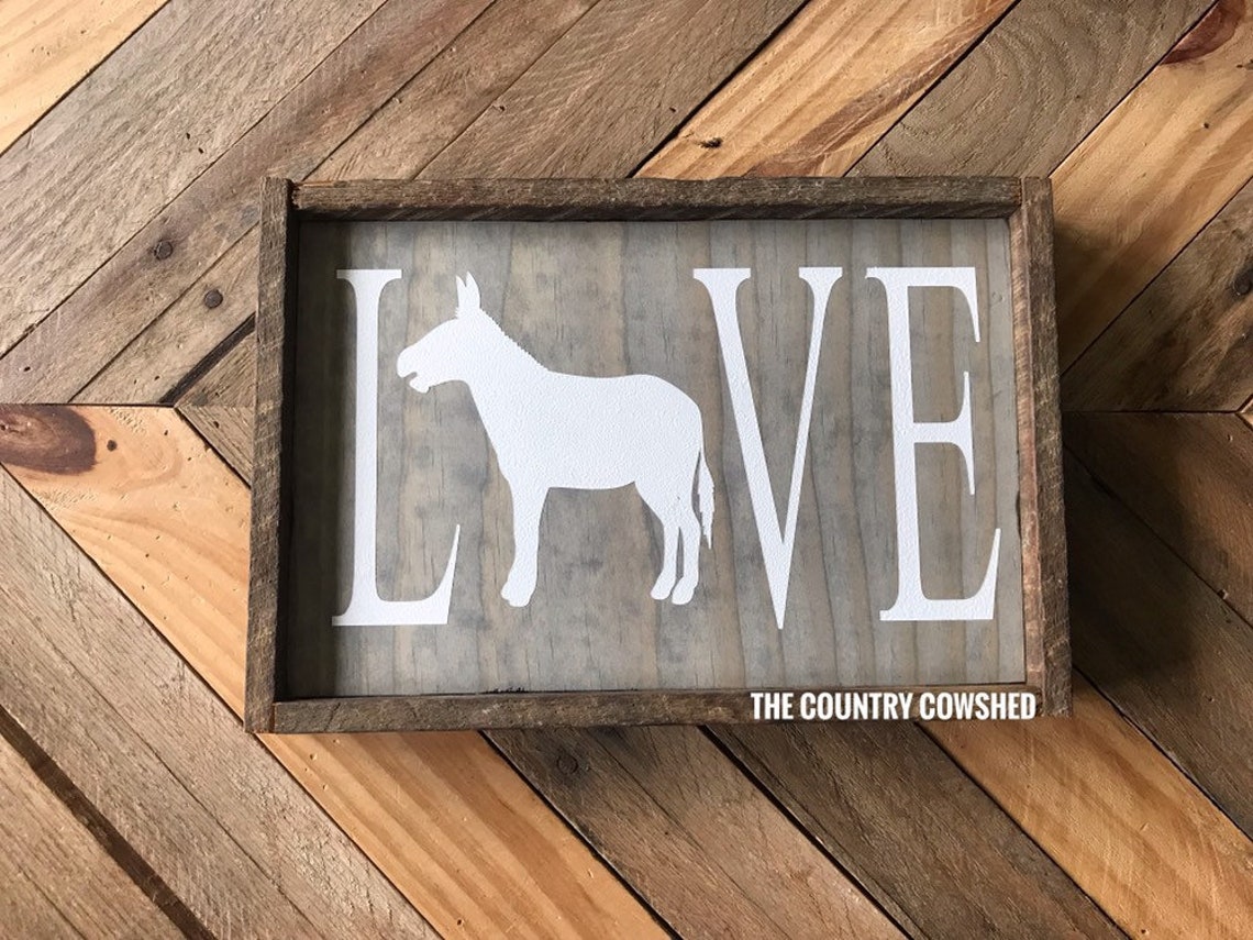 Love Donkey Sign Wooden Donkey Sign Donkey Racing Farmhouse - Etsy