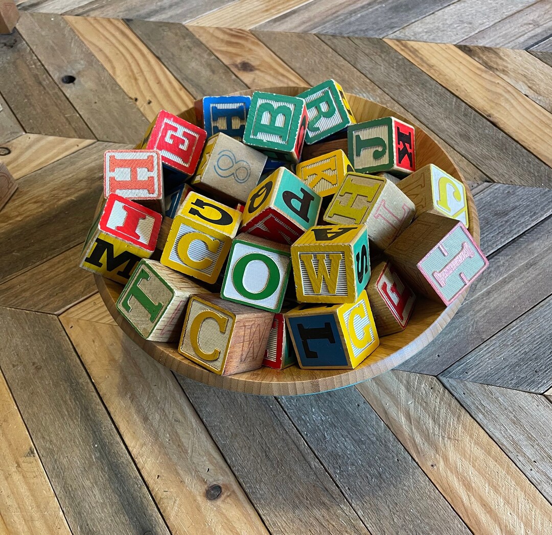 Vintage Blocks, Childrens Vintage Blocks, Nursery Decor, Vintage Wood ...