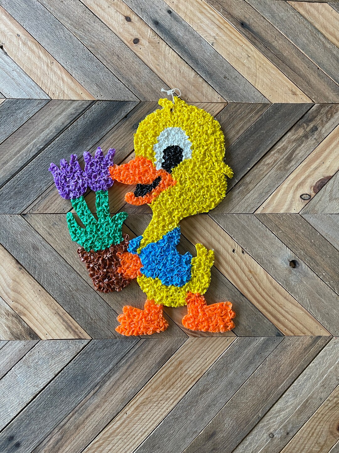 Duck Popcorn With Flowers, Popcorn Duck, Vintage Door Decorations ...
