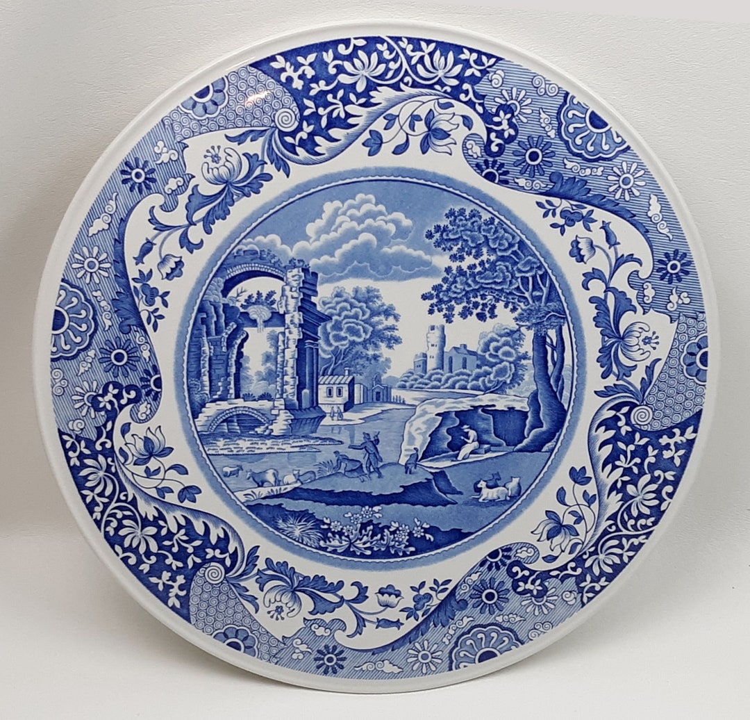 Spode (england) "blue Italian / Italian Blue" Cake Plate / Cake Stand ...