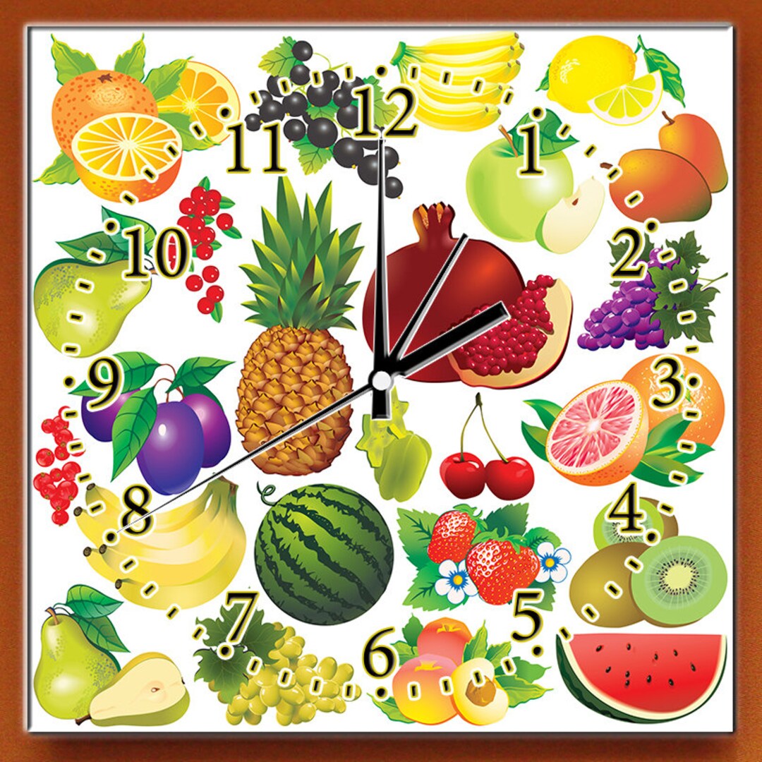 Fruit 8 Inch Satin Finish Battery Operated Wall Clock - Etsy