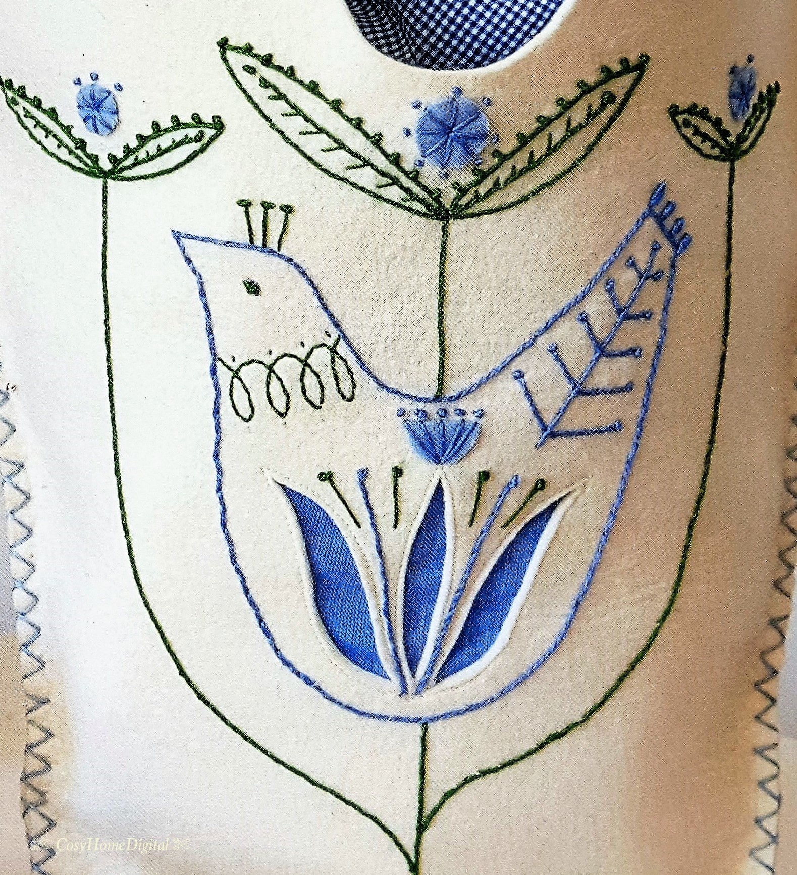 Decorative Felt Bag With Embroidered Bird Digital Pattern. - Etsy