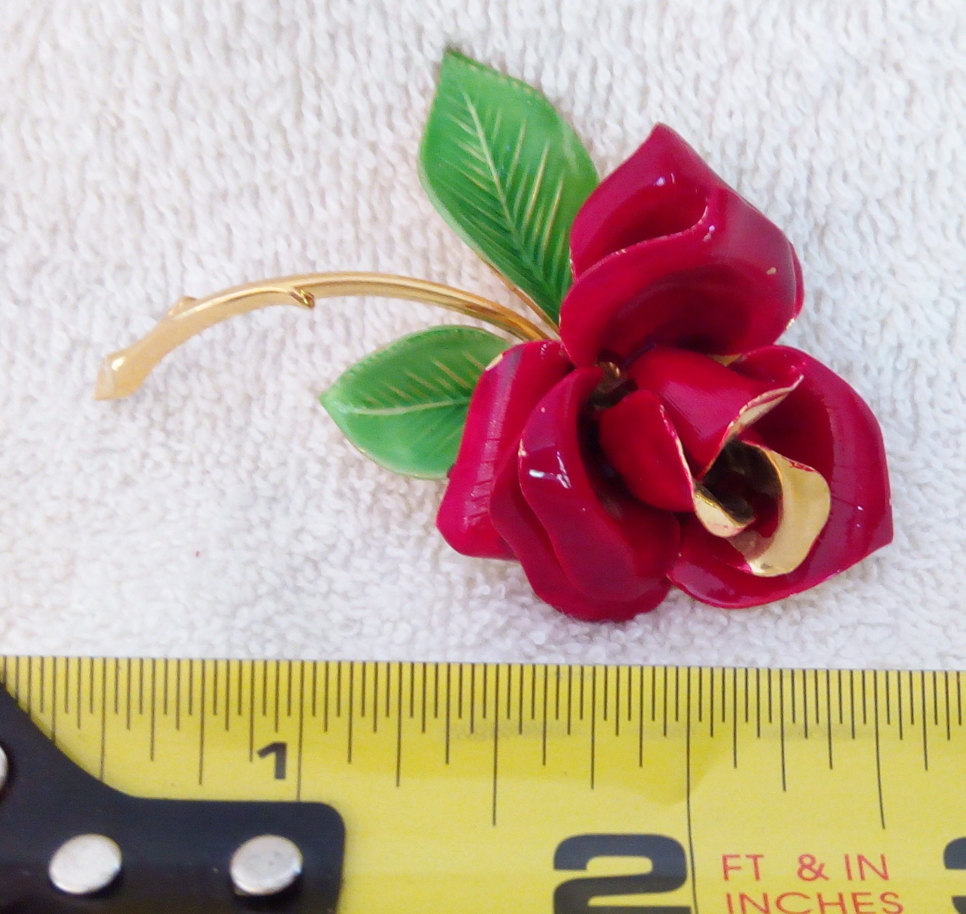 Vintage Signed Giovanni Red Enamel Rose Brooch Pin - Etsy