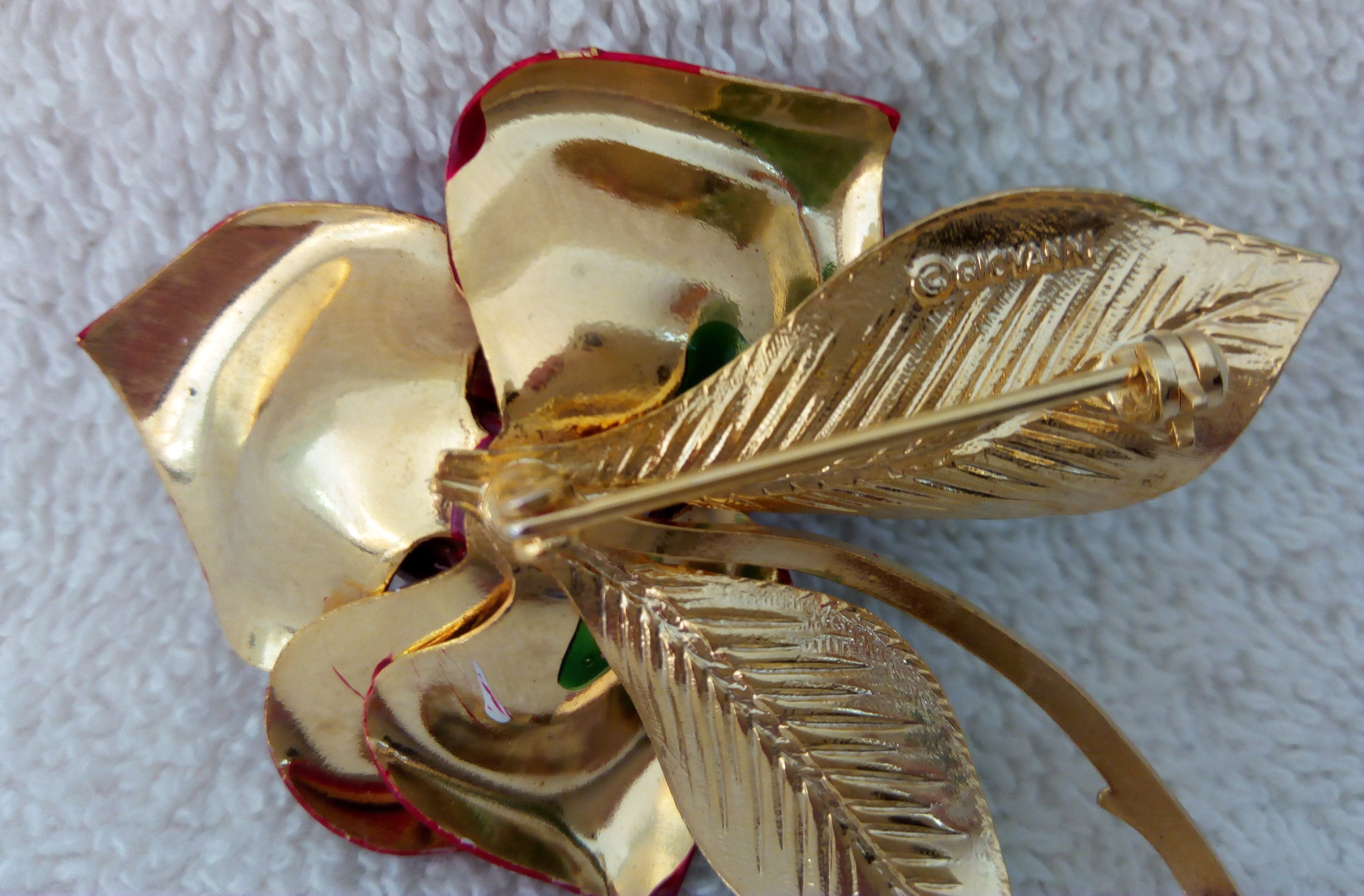 Vintage Signed Giovanni Red Enamel Rose Brooch Pin - Etsy
