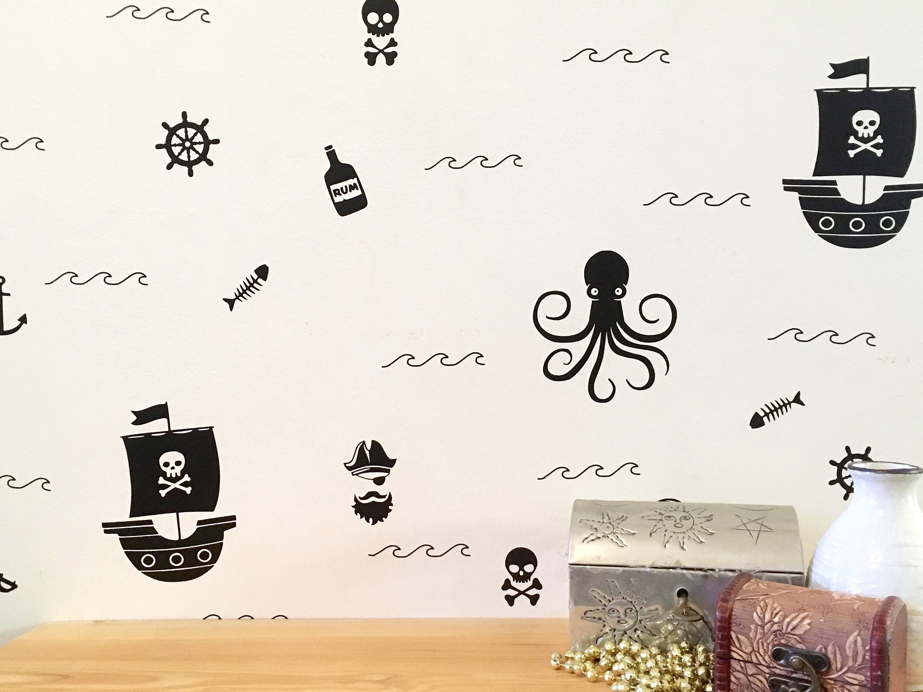 Pirate Wall Decals/ Pirate Decor/ Nautical Decals/ Pirate Wall - Etsy