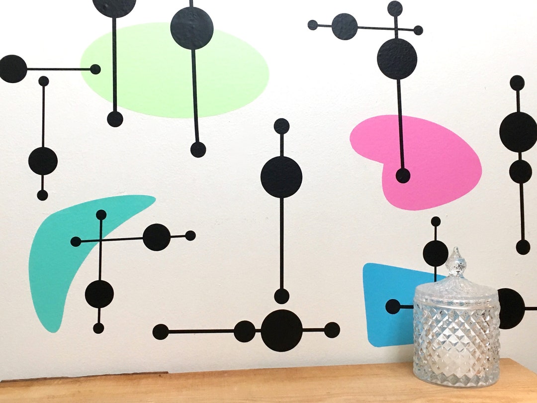 Retro Wall Decal Set/ Modern Wall Decals/ Retro Shape Decals/ Mid ...