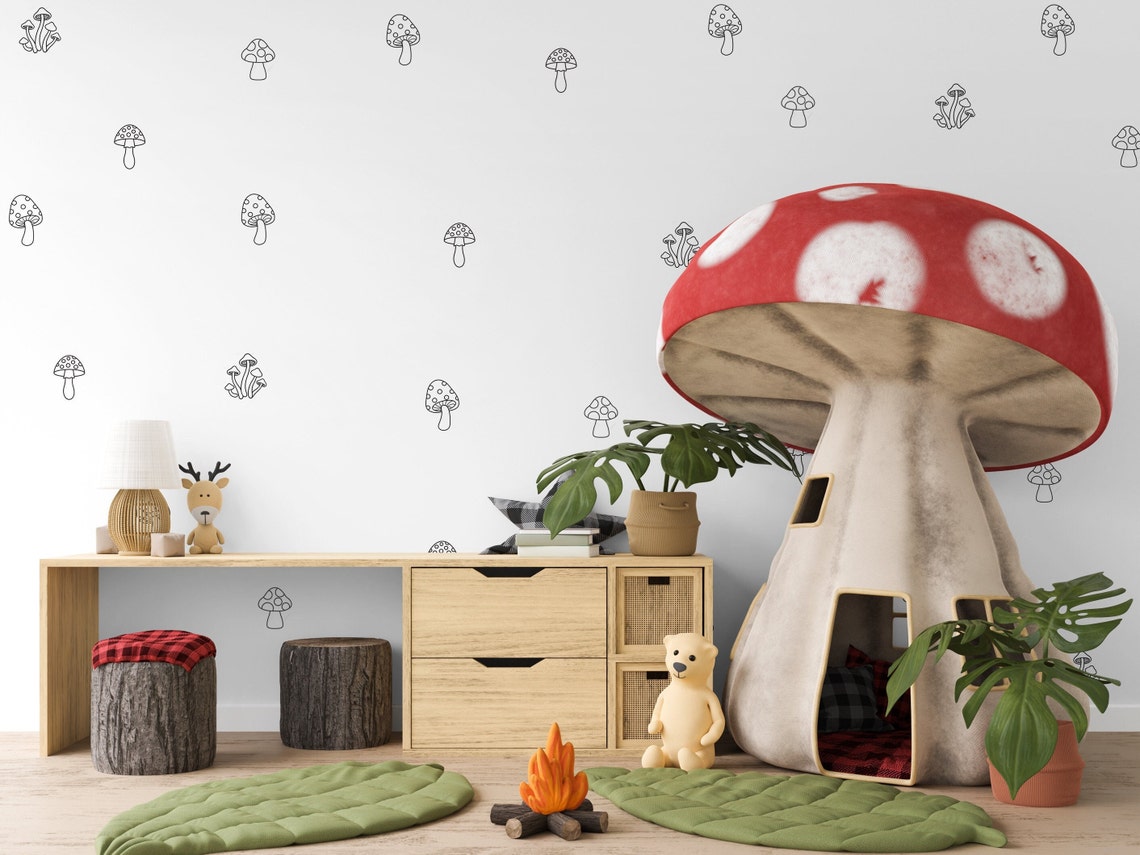 Mushroom Wall Decals, Peel and Stick Mushroom Stickers, 48 Pack 2”–2.75 ...