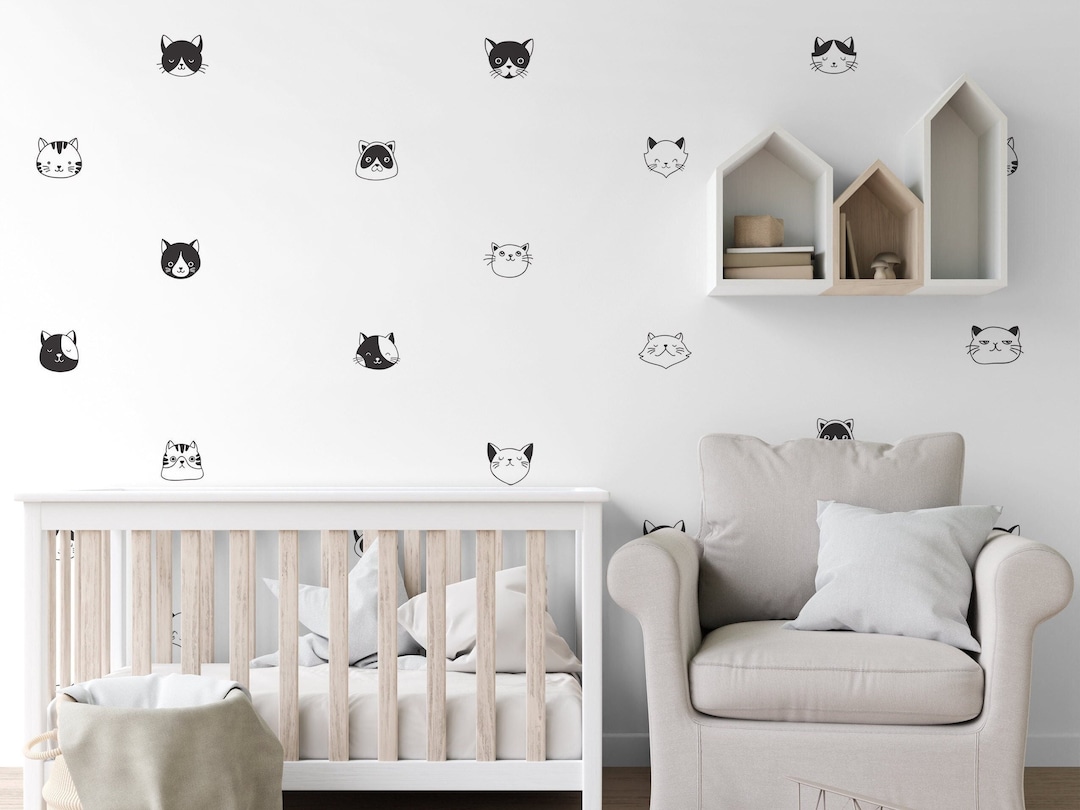 Cat Face Wall Decals: Nursery Decor, Cat Stickers - Etsy
