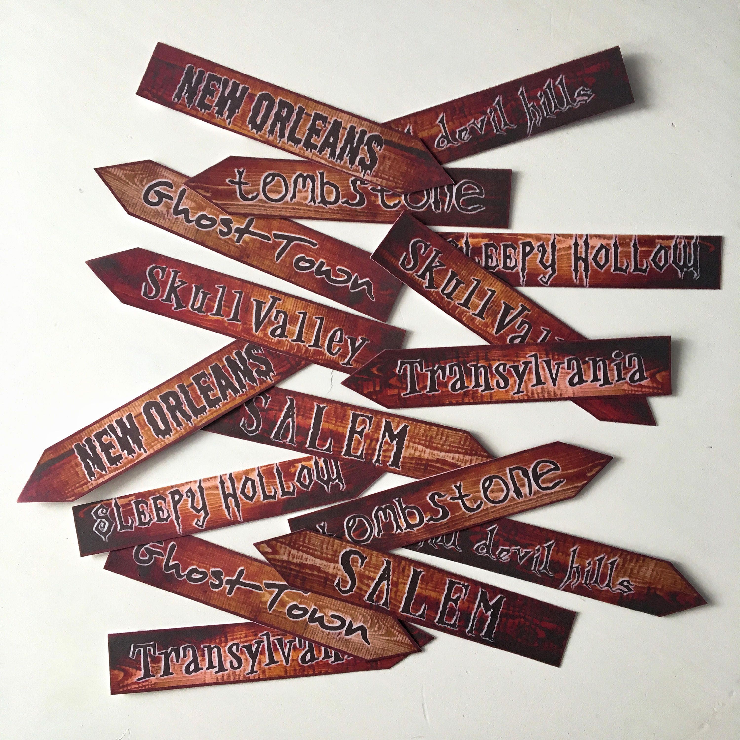 Halloween printable road signs digital creepy city names | Etsy