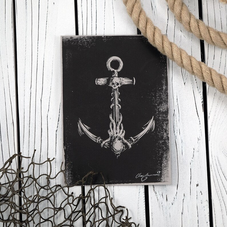 Dead Man's Anchor Block Print - Etsy