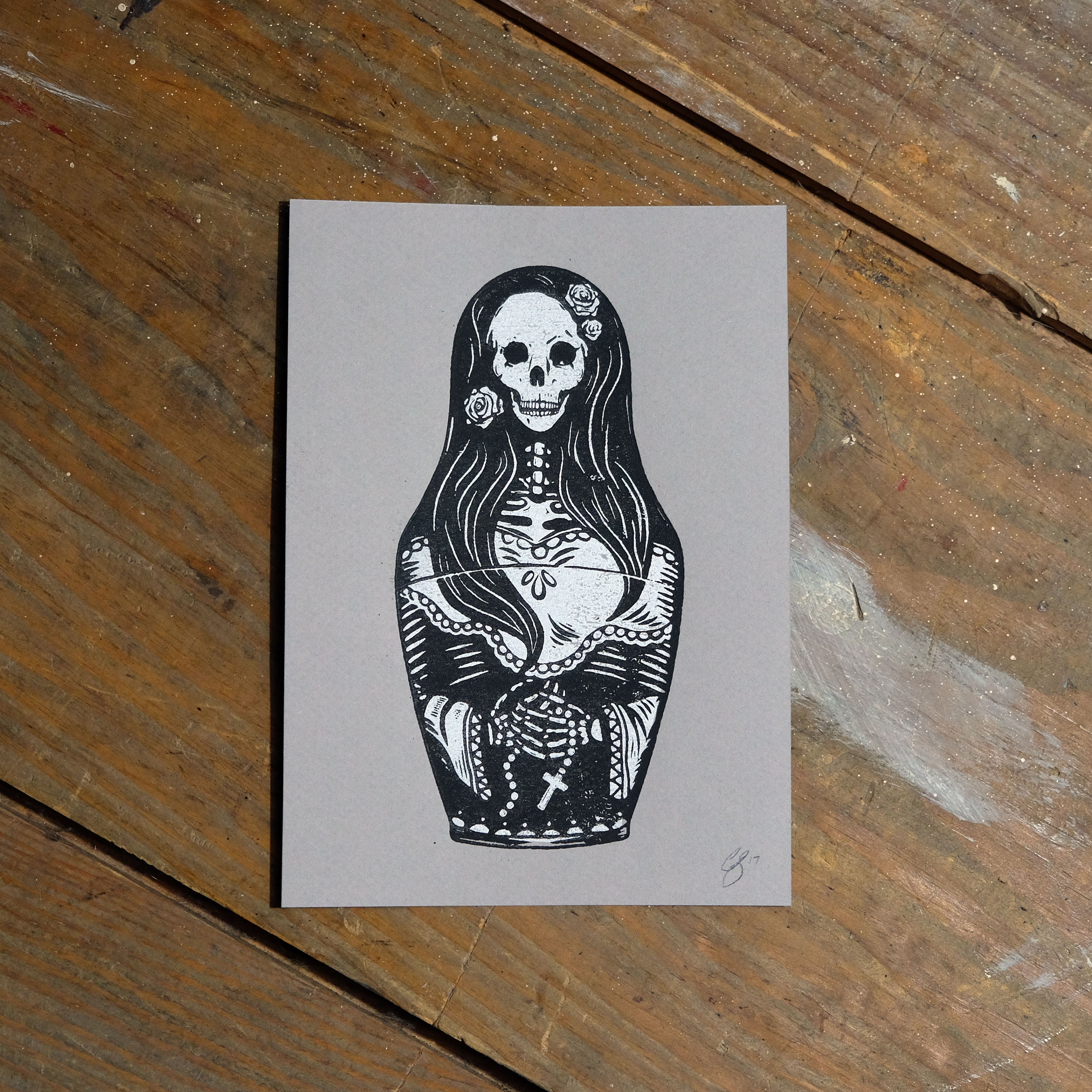Matryoshka Muertos - Block Print - Etsy UK